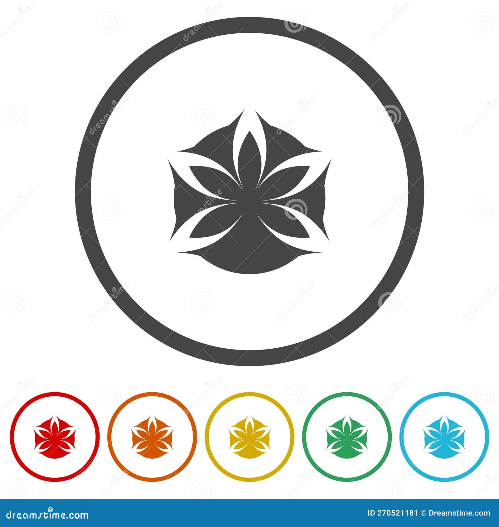 Lotus Circle Icons in Color Circle Buttons Stock Vector - Illustration ...
