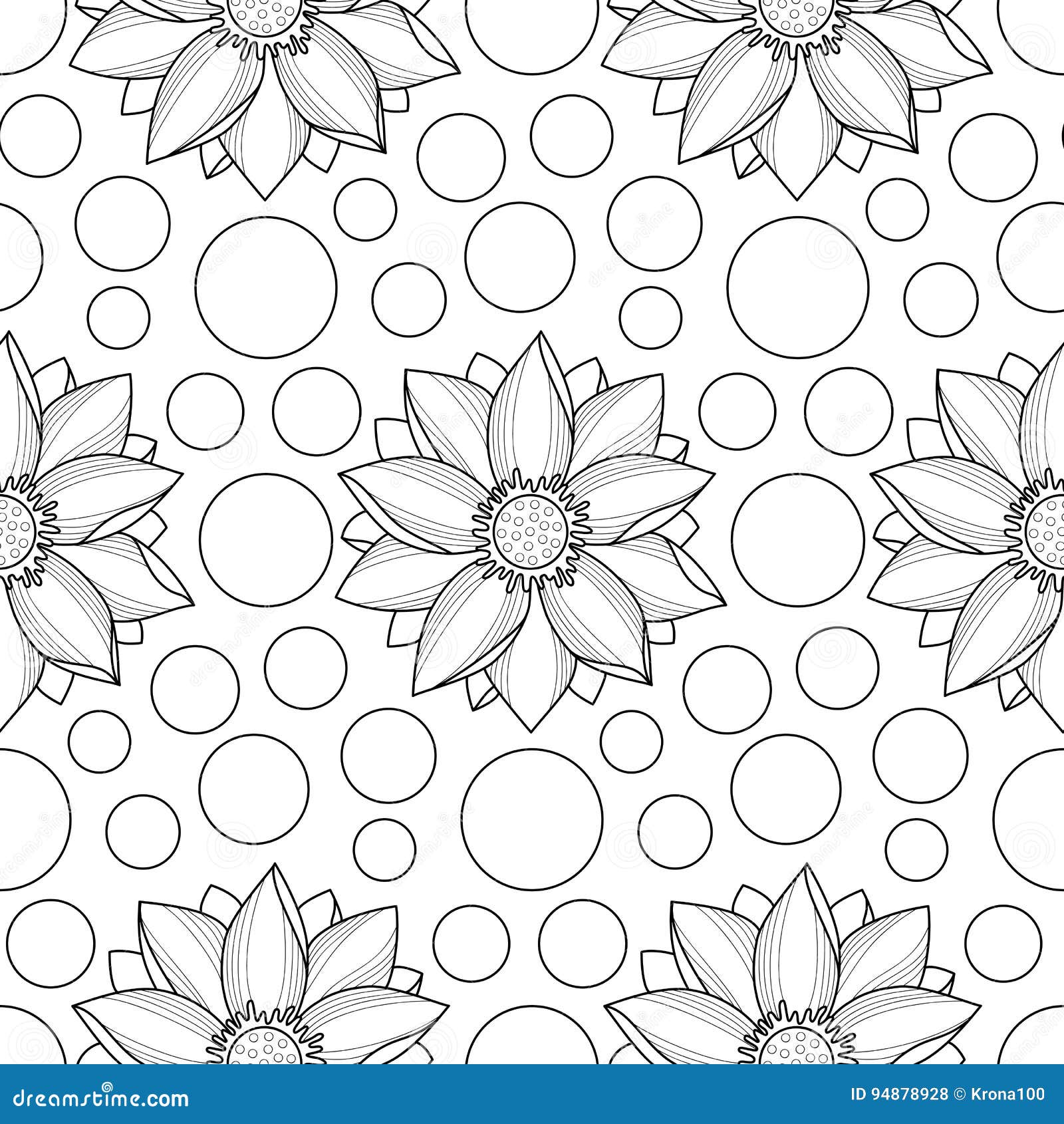 Lotus and Circles Seamless Pattern Stock Vector - Illustration of boho ...