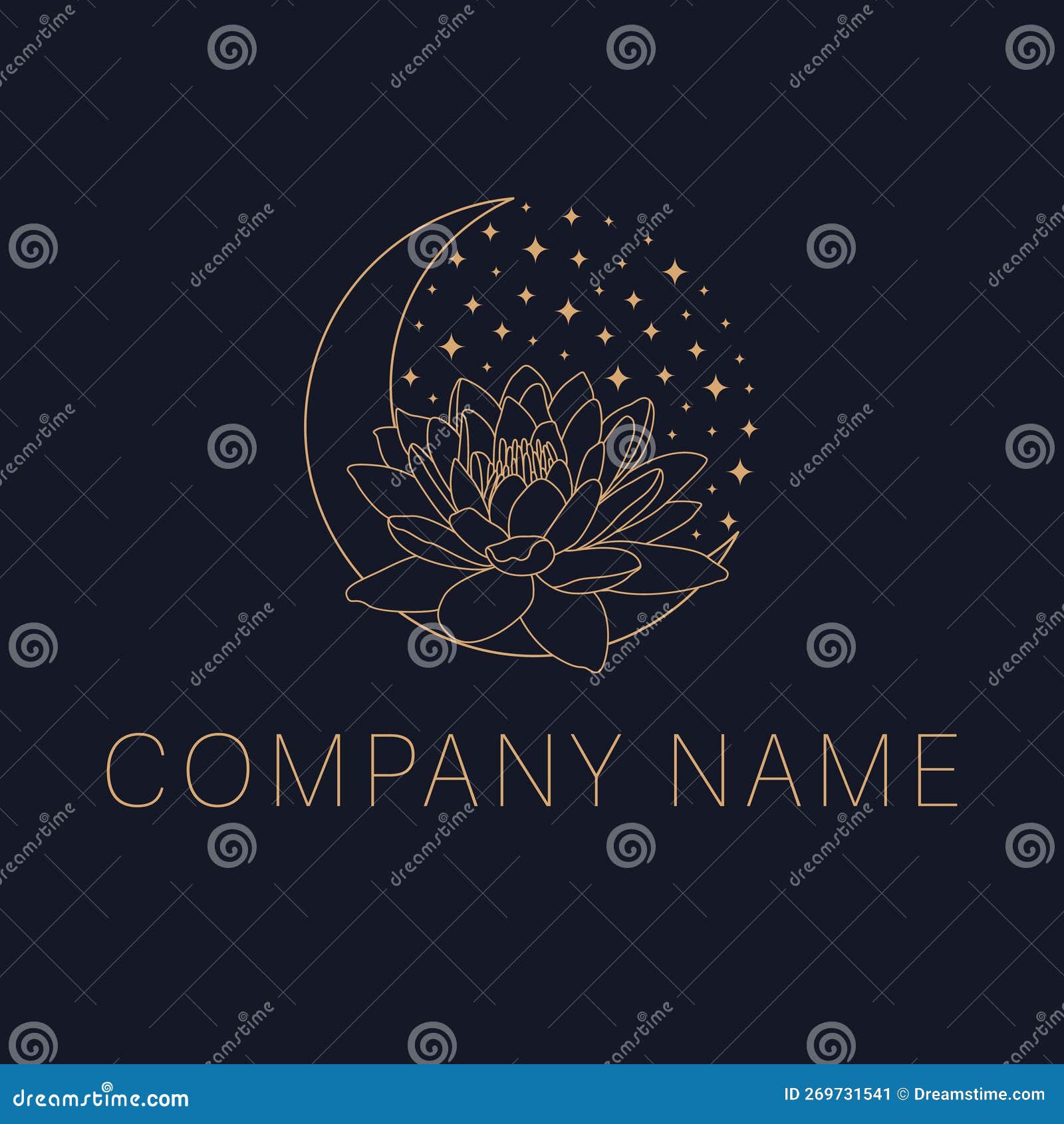 Lotus and Crescents Logo Design. Esoteric Logotype Stock Vector ...