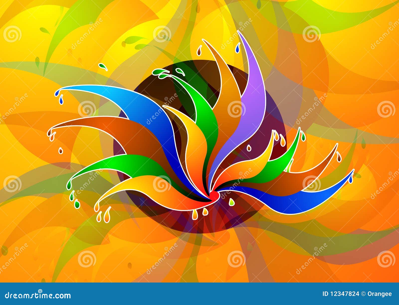 Lotus Design in Color Background Stock Vector - Illustration of floral ...