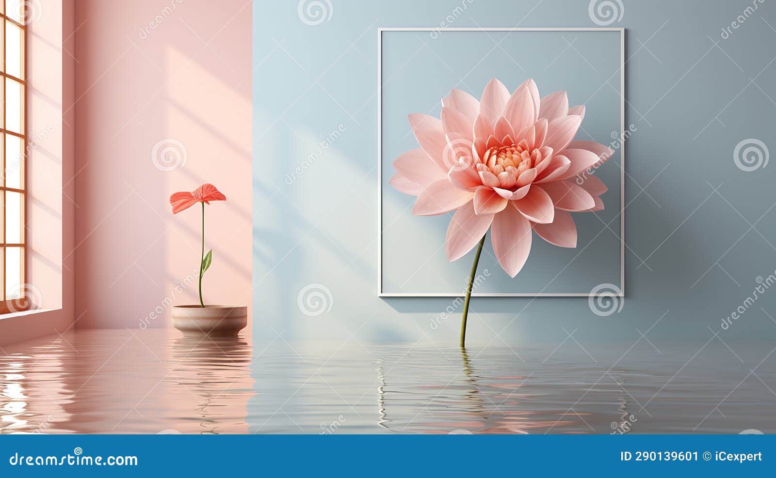 Lotus Flower on Aesthetic Background Stock Illustration - Illustration ...