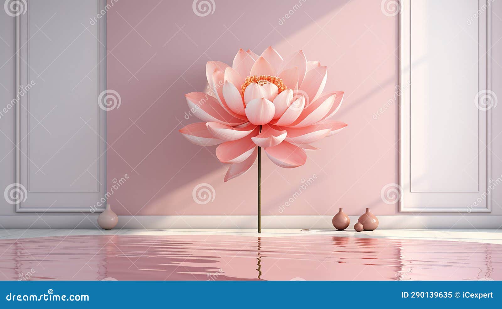 Lotus Flower on Aesthetic Background Stock Illustration - Illustration ...