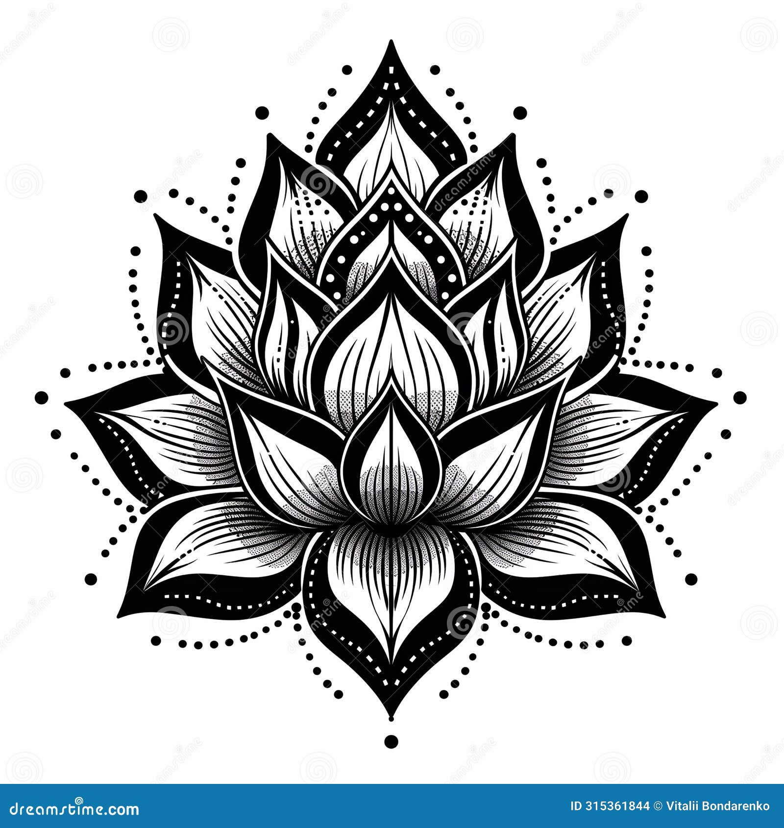 Lotus Flower Design. Hand Drawn. Stock Illustration - Illustration of ...
