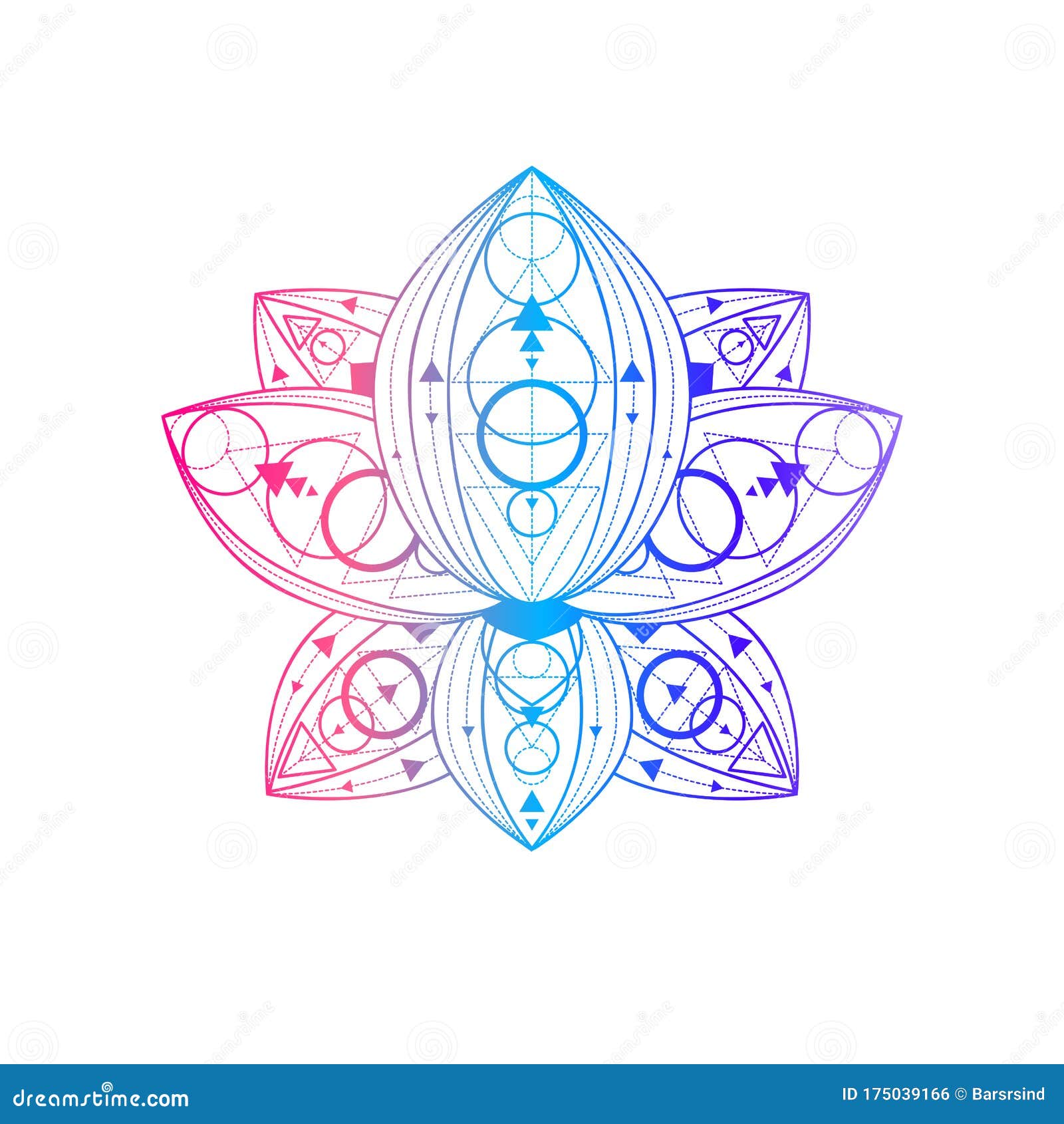 Lotus Flower with Geometric Pattern Vector Linear Illustration Stock ...