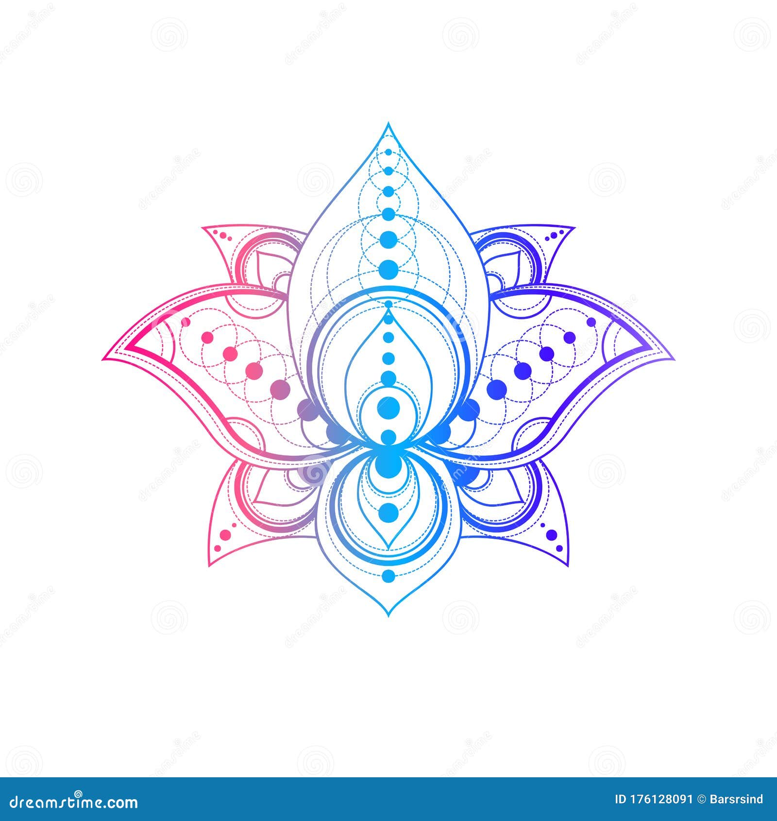 Lotus Flower with Geometric Pattern Vector Linear Illustration Stock ...