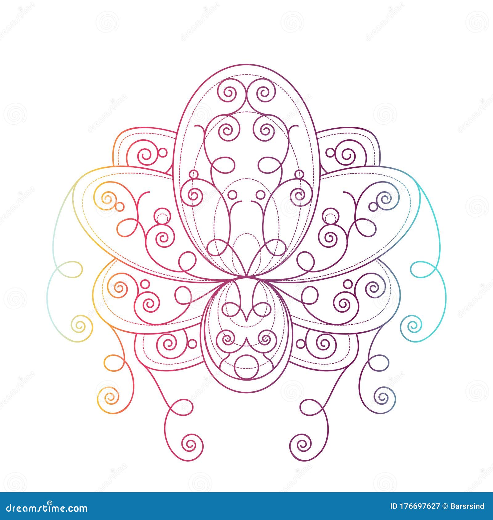 Lotus Flower with Geometric Pattern Vector Linear Illustration Stock ...