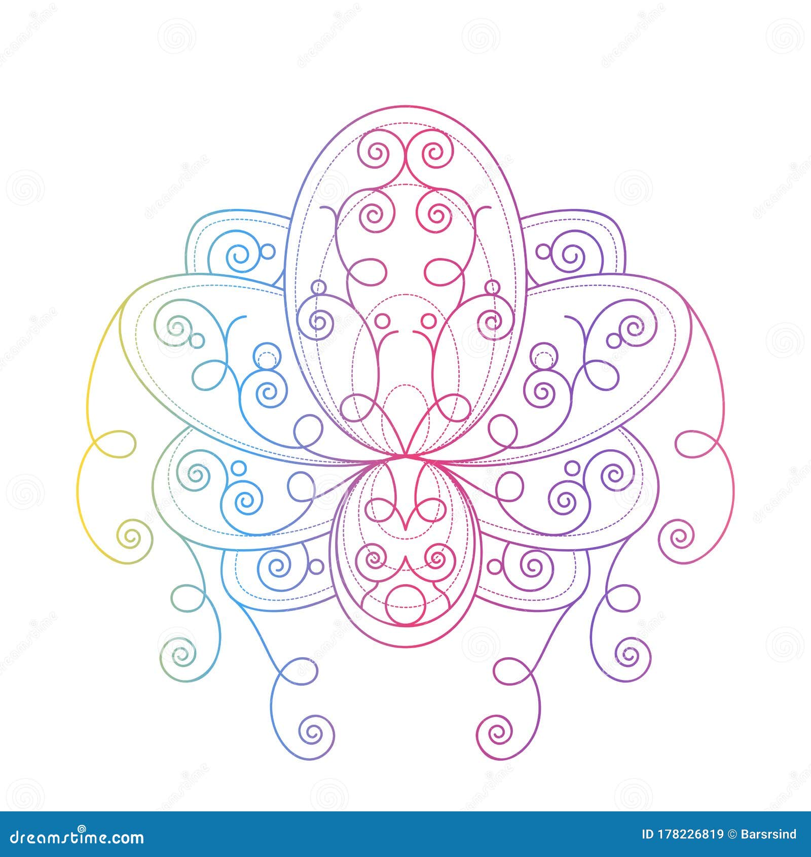 Lotus Flower with Geometric Pattern Vector Linear Illustration Stock ...