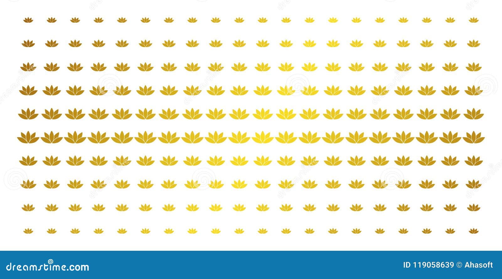 Lotus Flower Gold Halftone Grid Ilustración del Vector - Ilustración de ...