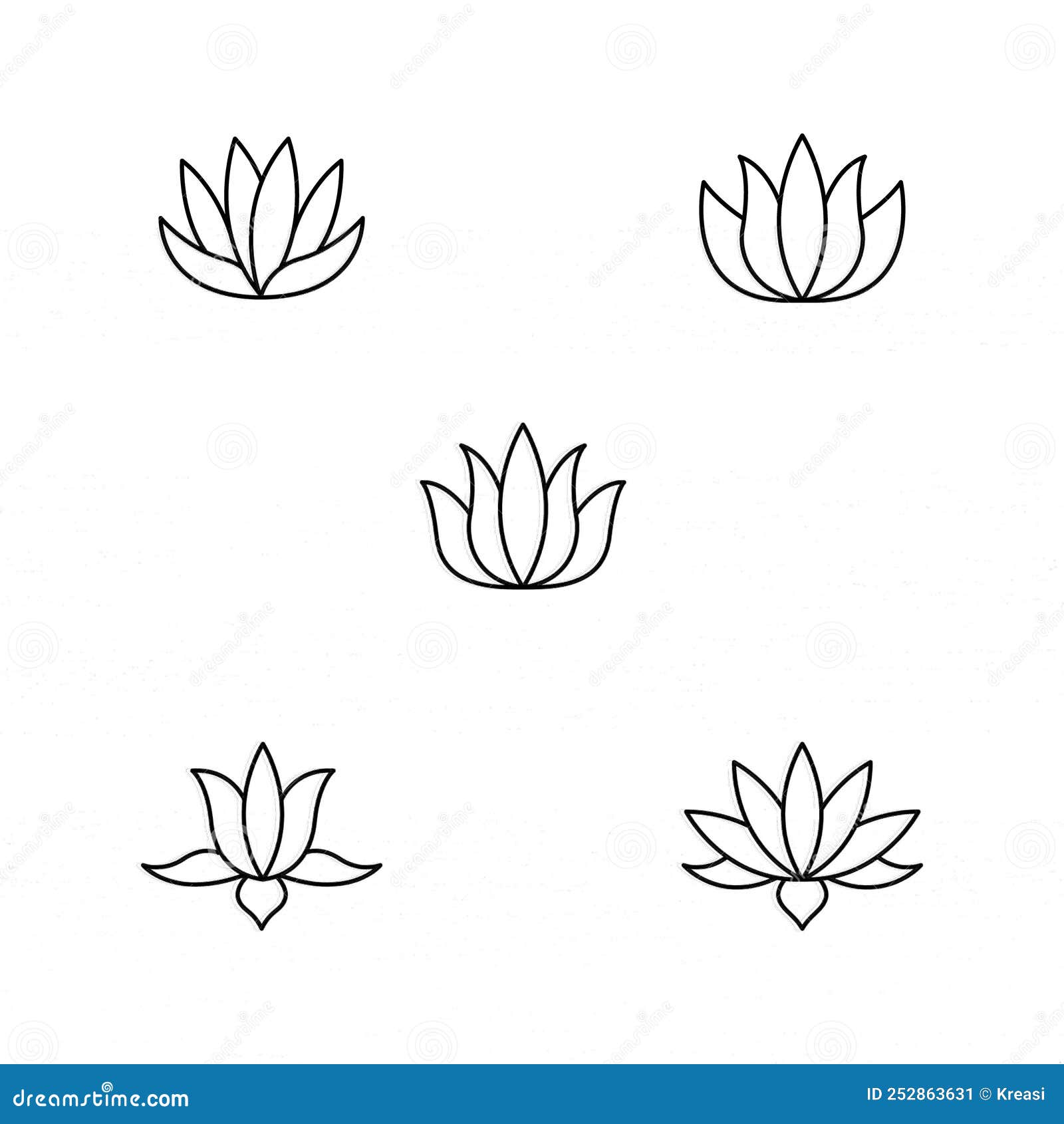Lotus Flower Icon Set. Editable Vector Stroke Stock Vector ...