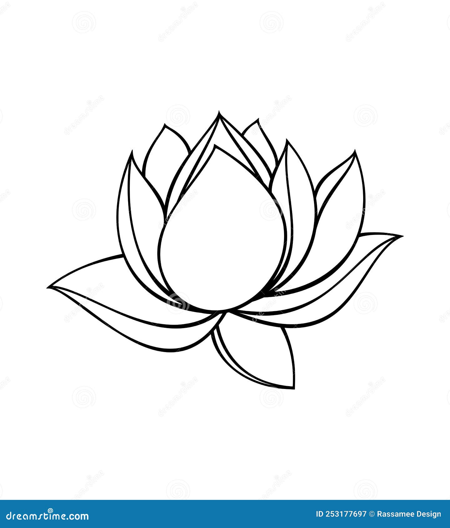 Lotus Flower Line Art on White Background Stock Illustration ...