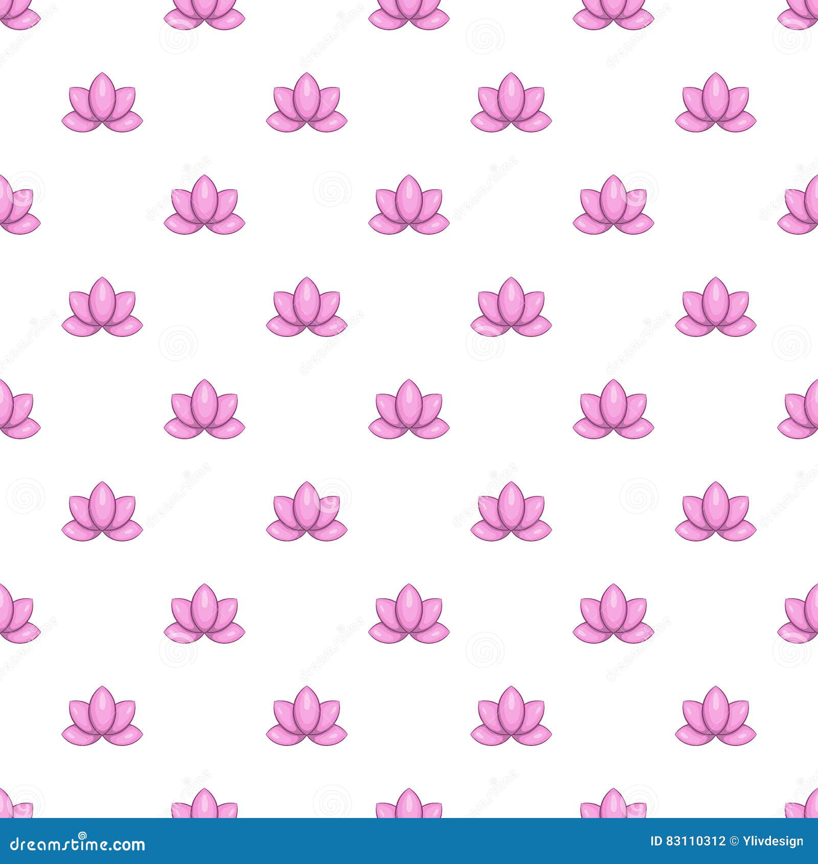 Lotus Flower Pattern, Cartoon Style Stock Vector - Illustration of ...