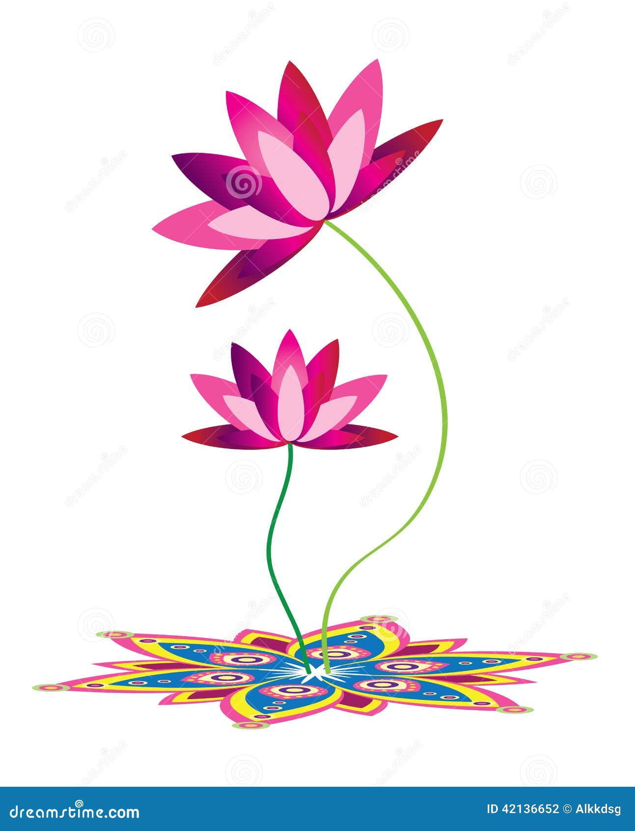 Lotus flower pattern stock vector. Illustration of decor - 42136652