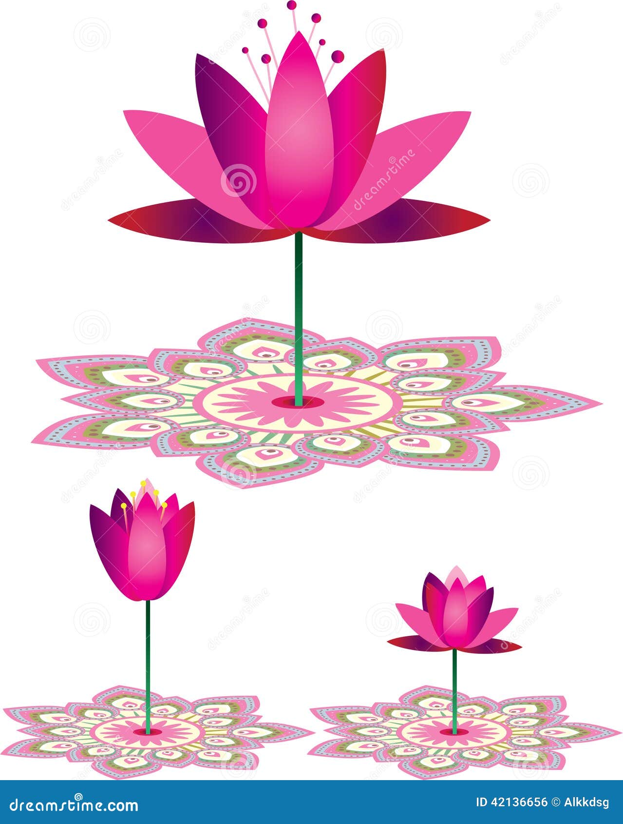 Lotus flower pattern stock vector. Illustration of calm - 42136656