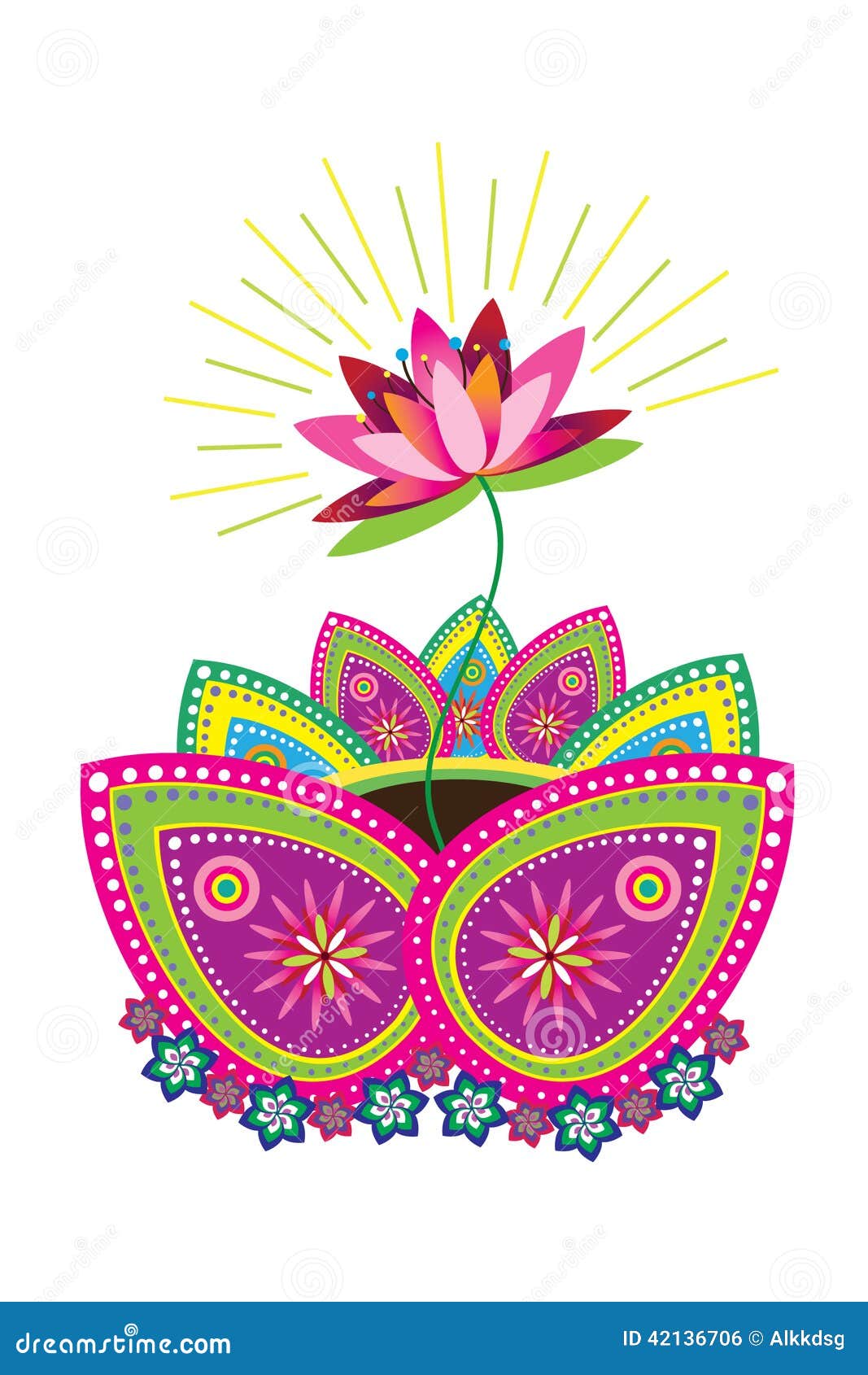Lotus flower pattern stock vector. Illustration of india - 42136706