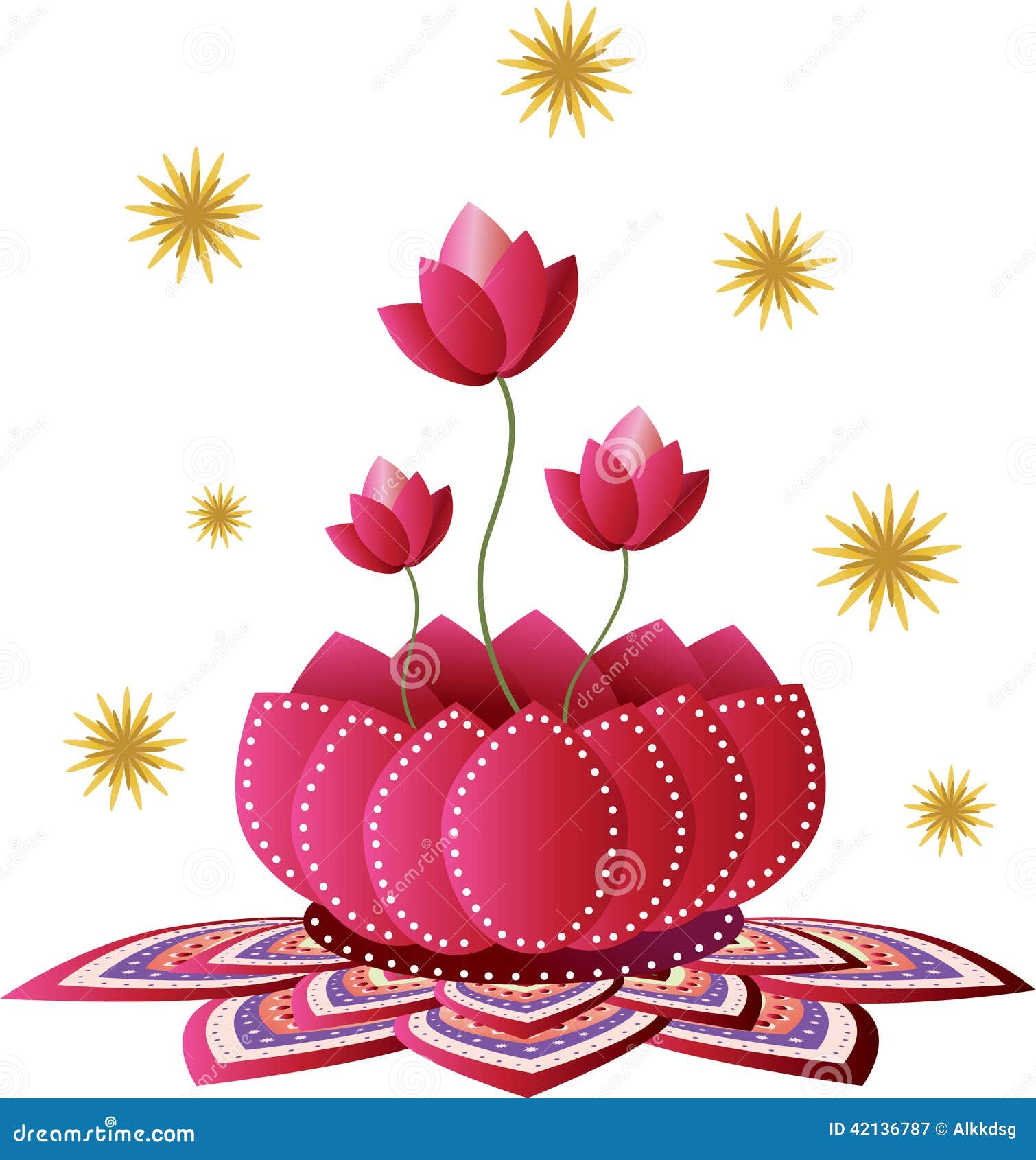 Lotus flower pattern stock vector. Illustration of floral - 42136787