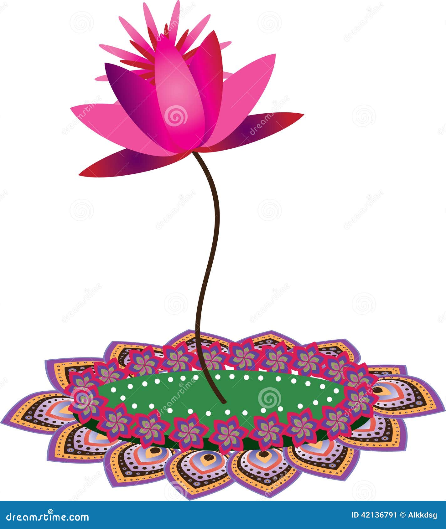 Lotus flower pattern stock vector. Illustration of green - 42136791