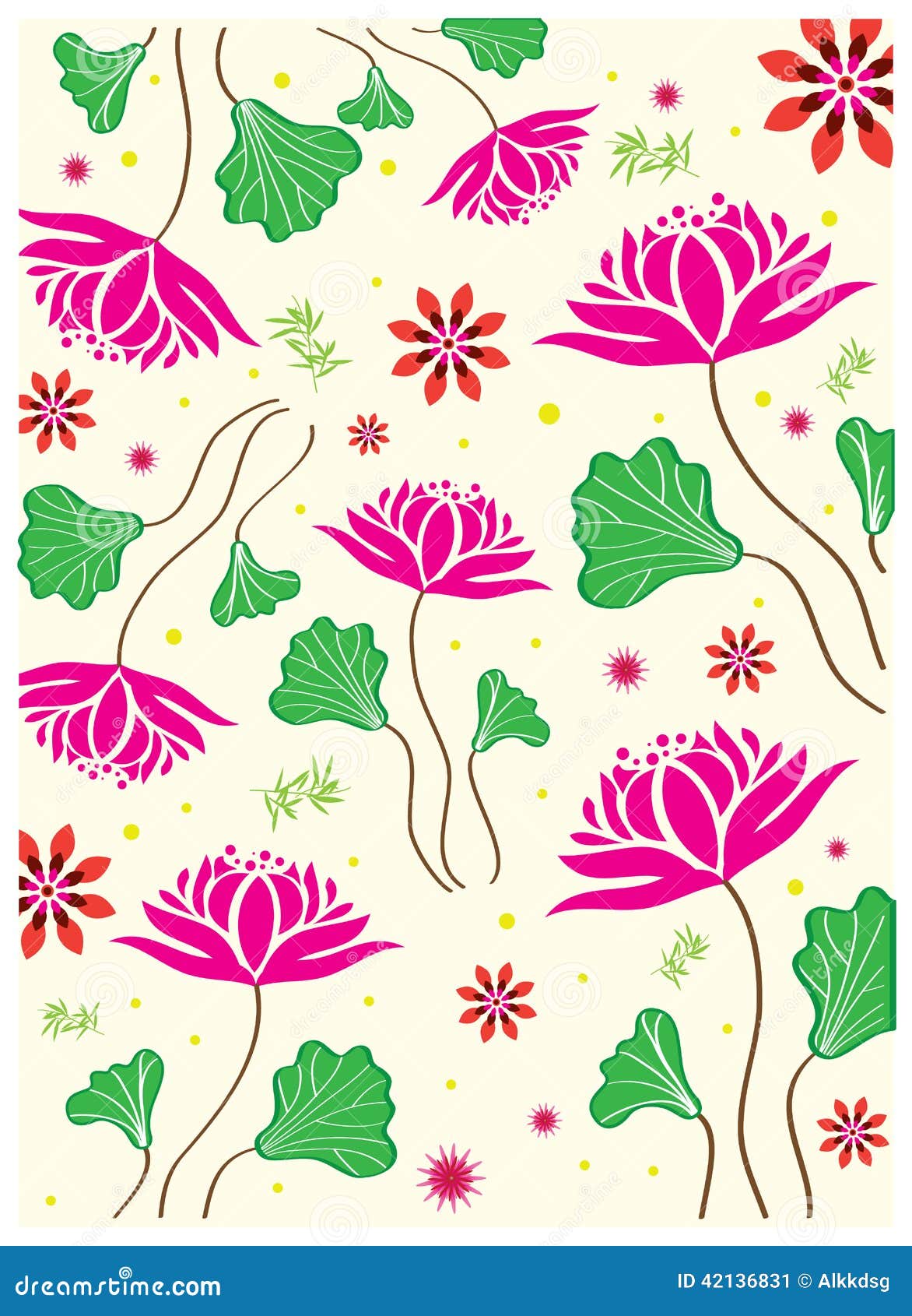 Lotus flower pattern stock vector. Illustration of calm - 42136831