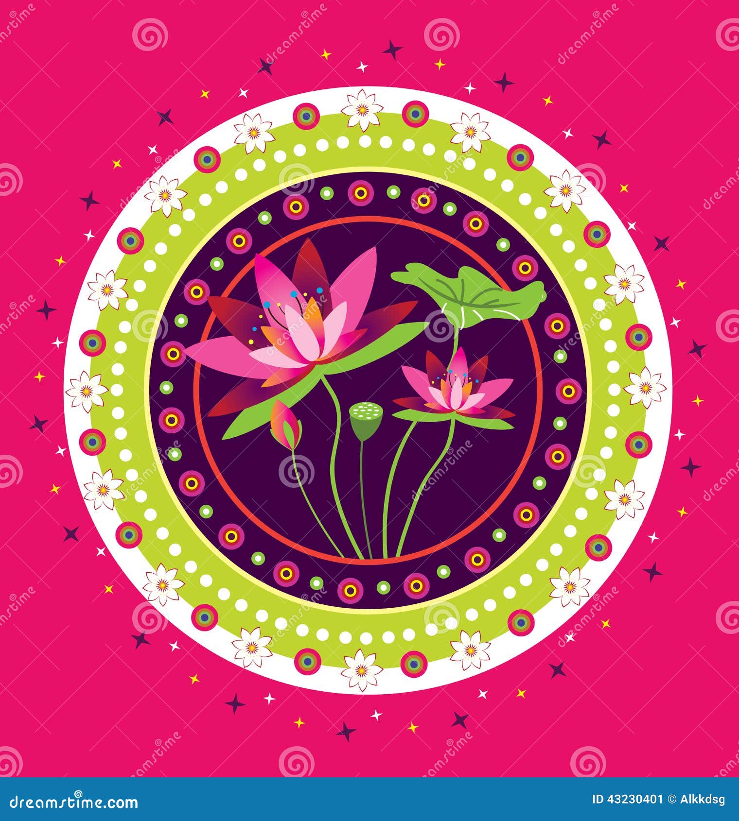 Lotus flower pattern stock vector. Illustration of circle - 43230401