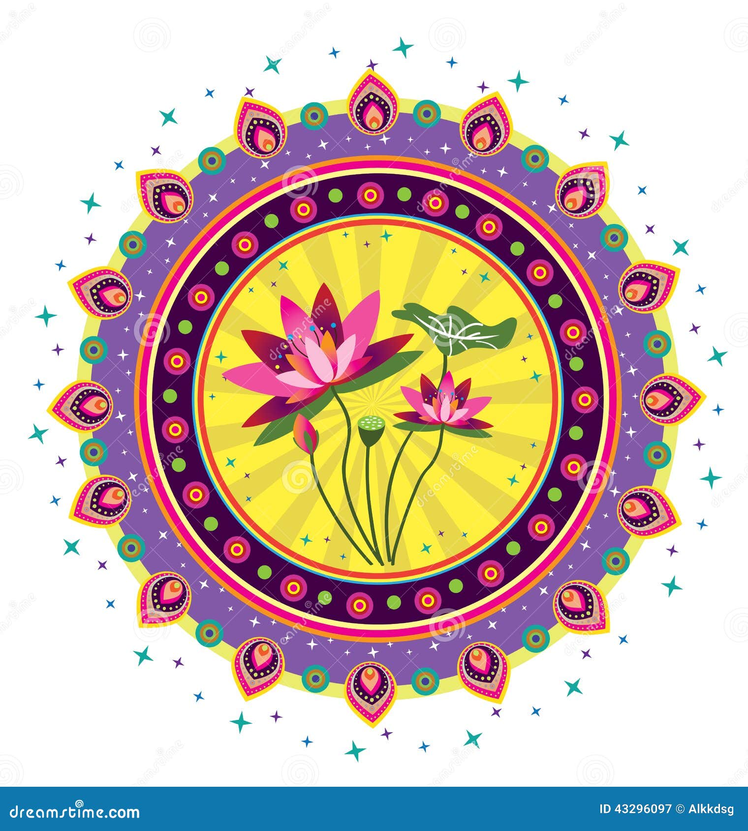 Lotus flower pattern stock vector. Illustration of leaf - 43296097