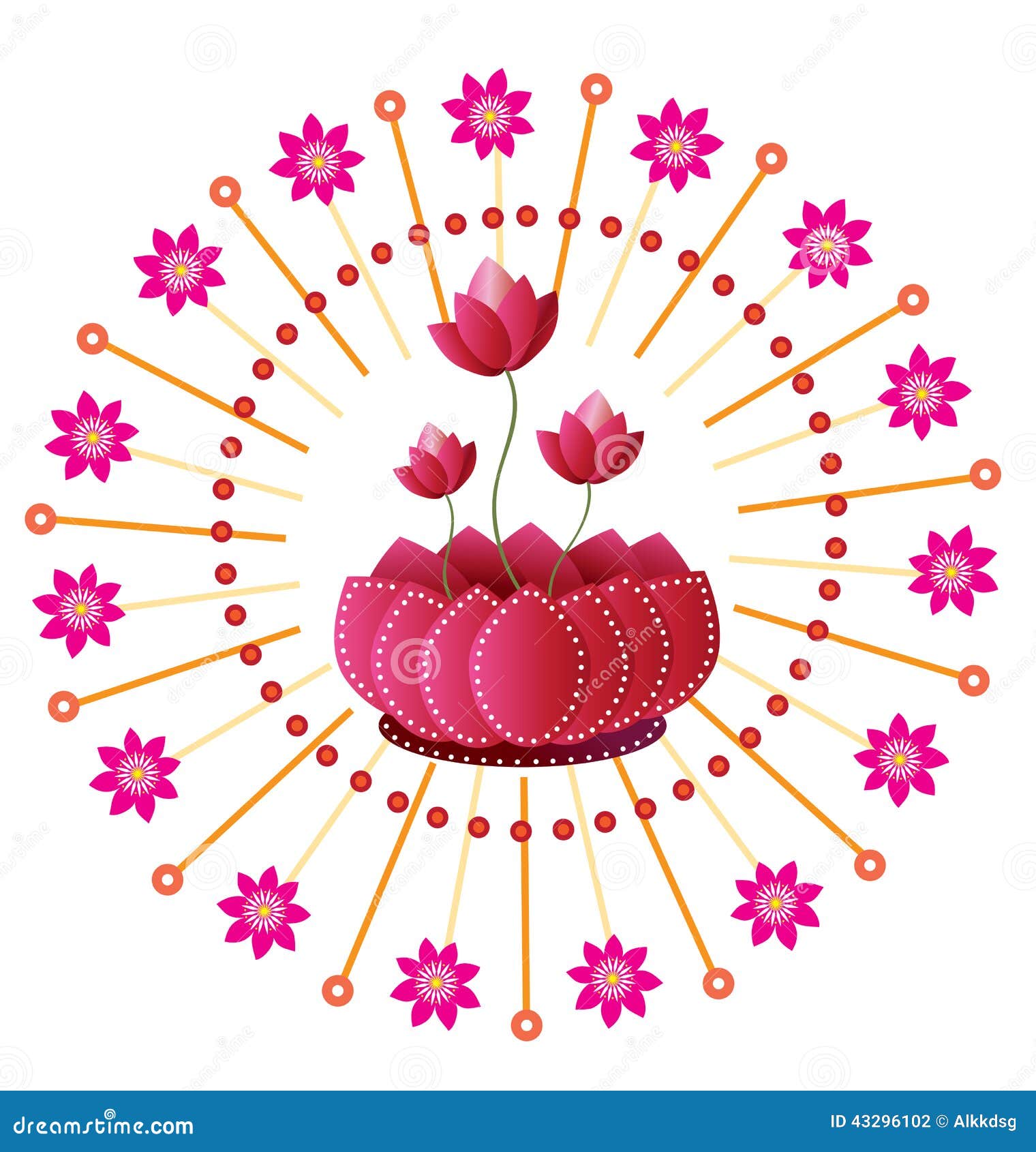 Lotus flower pattern stock vector. Illustration of graphic - 43296102