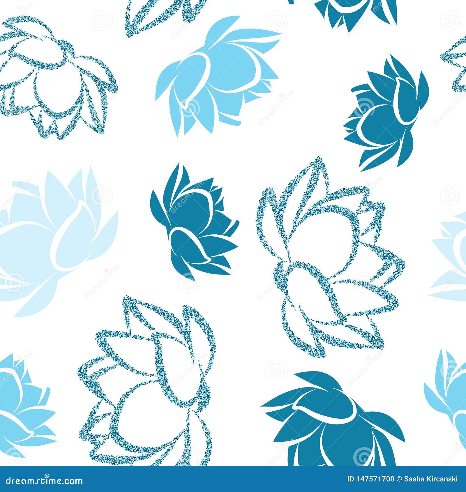 Lotus Flower Seamless Vector Pattern Stock Vector - Illustration of ...