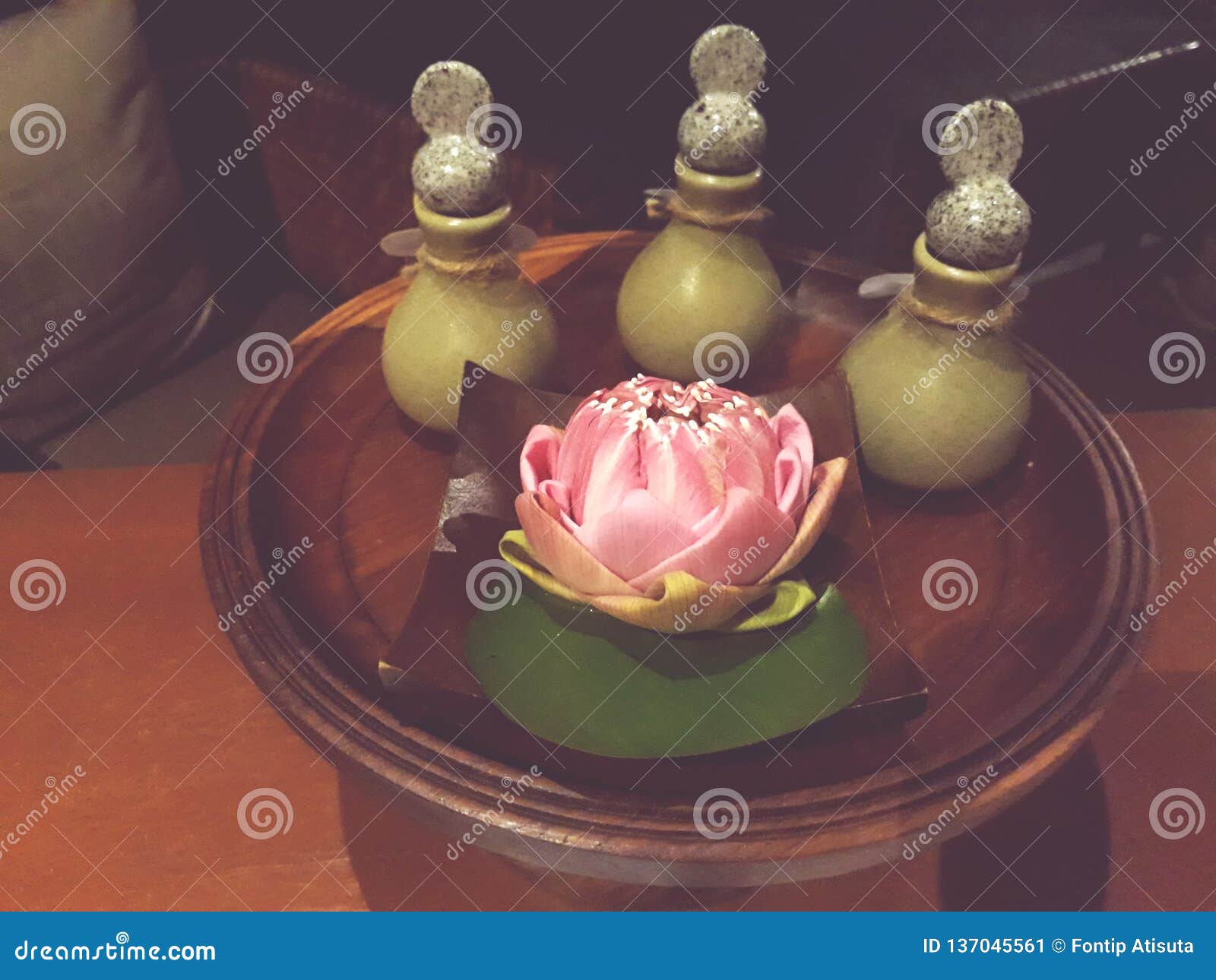 Lotus flower in spa time stock image. Image of flower - 137045561