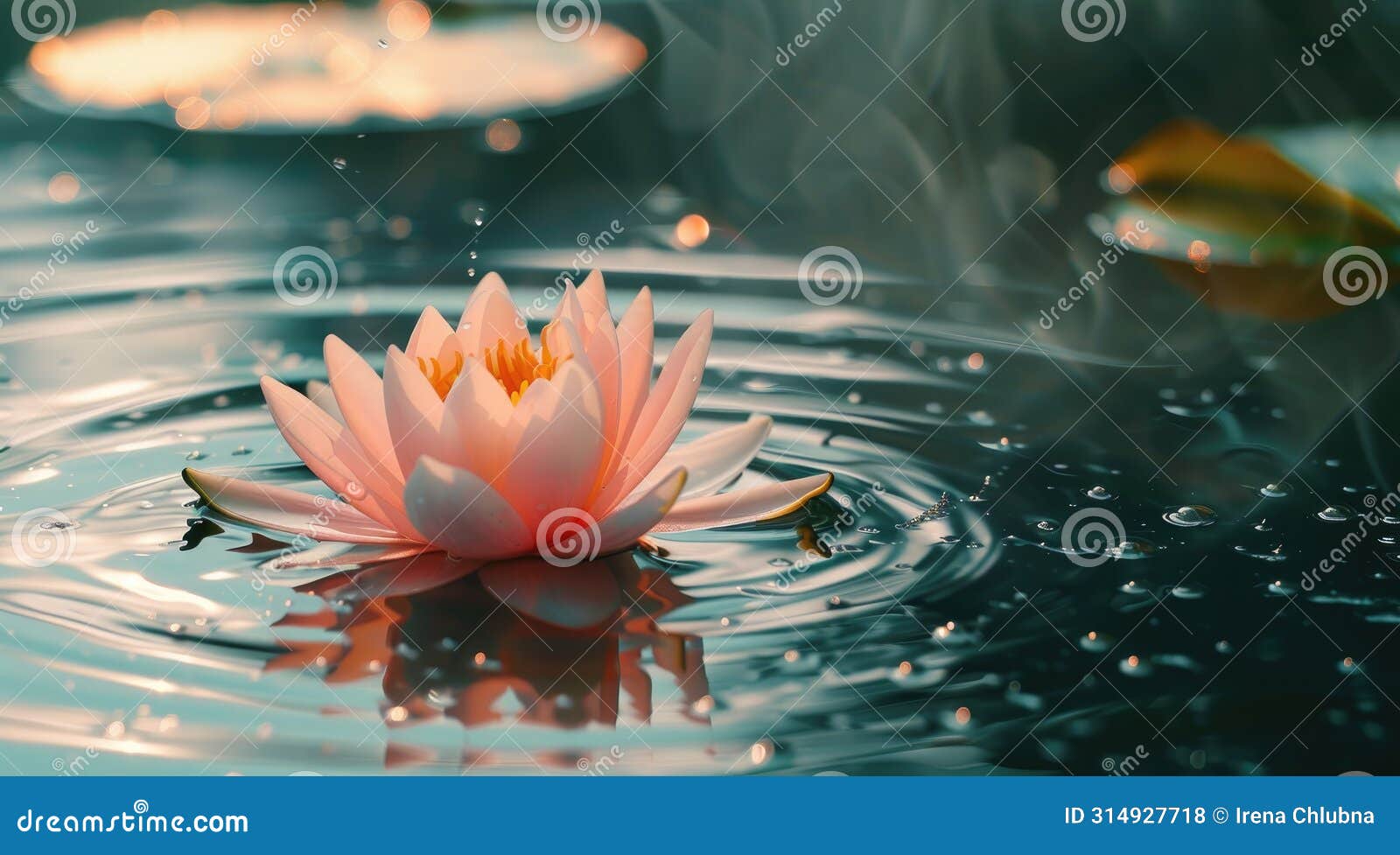 Lotus Flower with Water Drop in Calm Water Stock Illustration ...