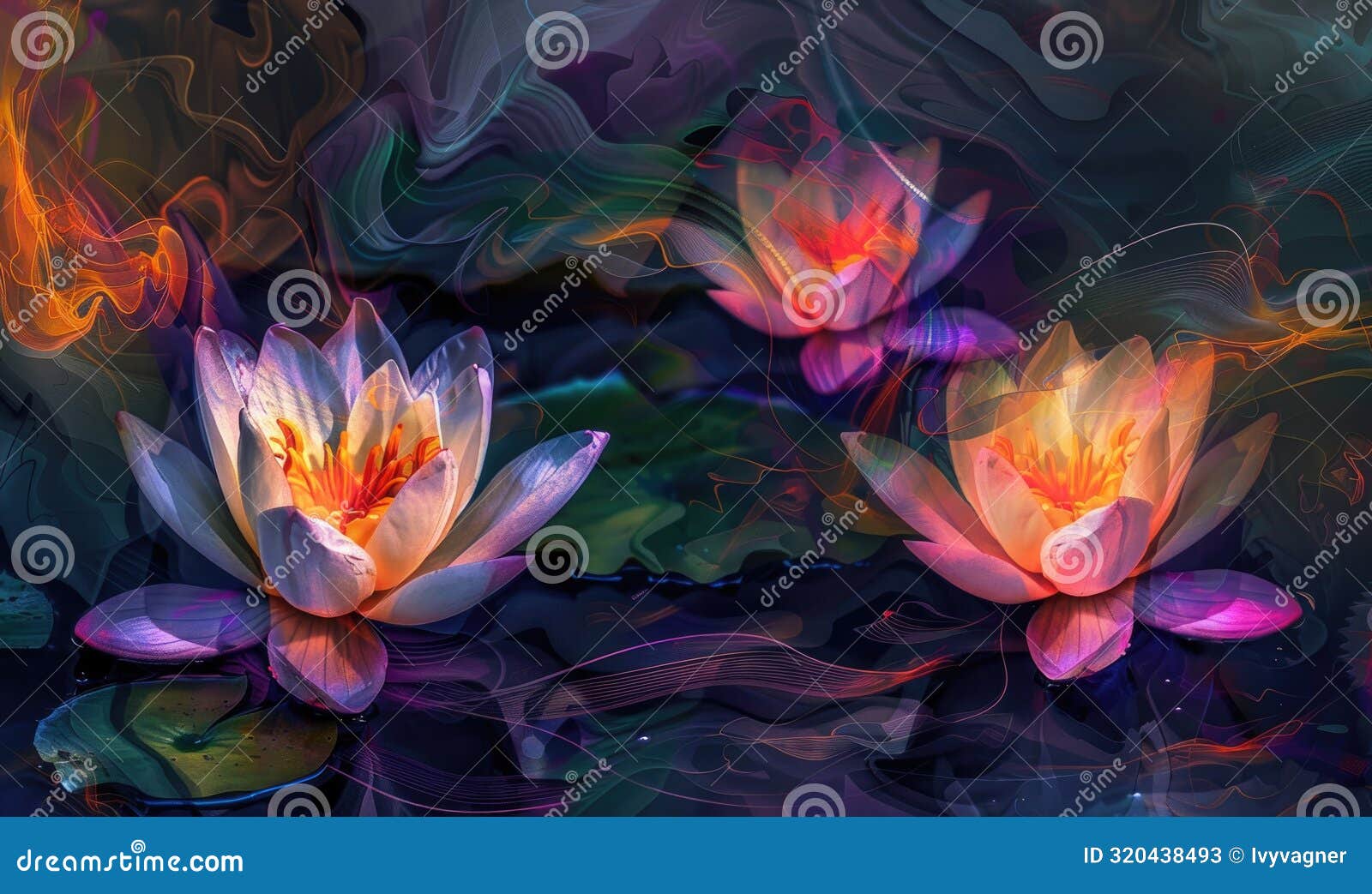 Lotus Flowers in Abstract Art Style Stock Image - Image of oriental ...