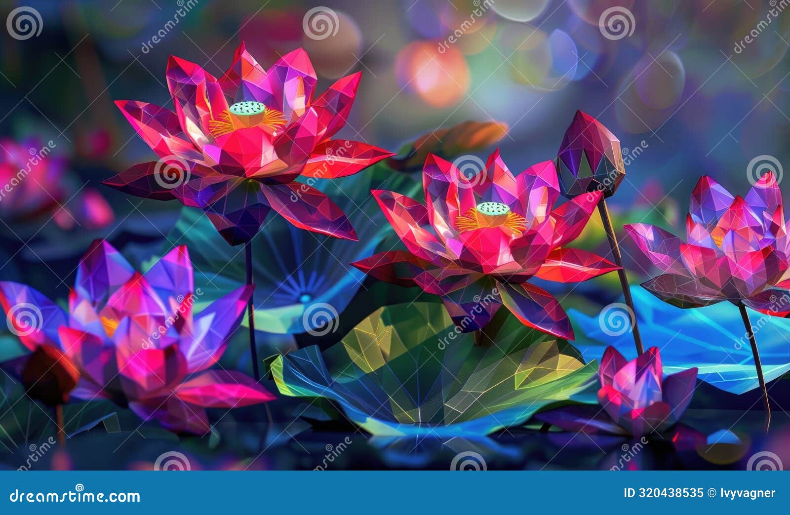 Lotus Flowers in Low Poly, Geometric Shapes Stock Image - Image of ...