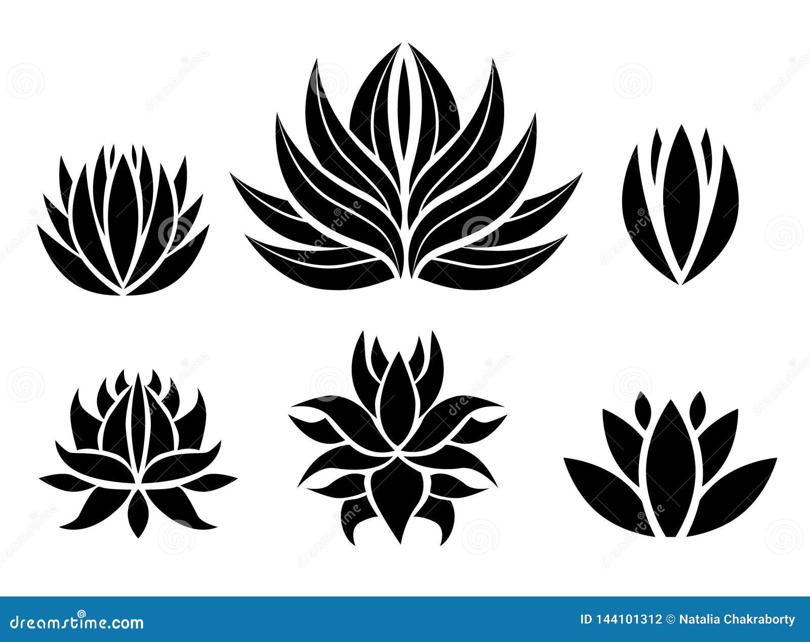 Black lotus flowers stock vector. Illustration of border - 144101312