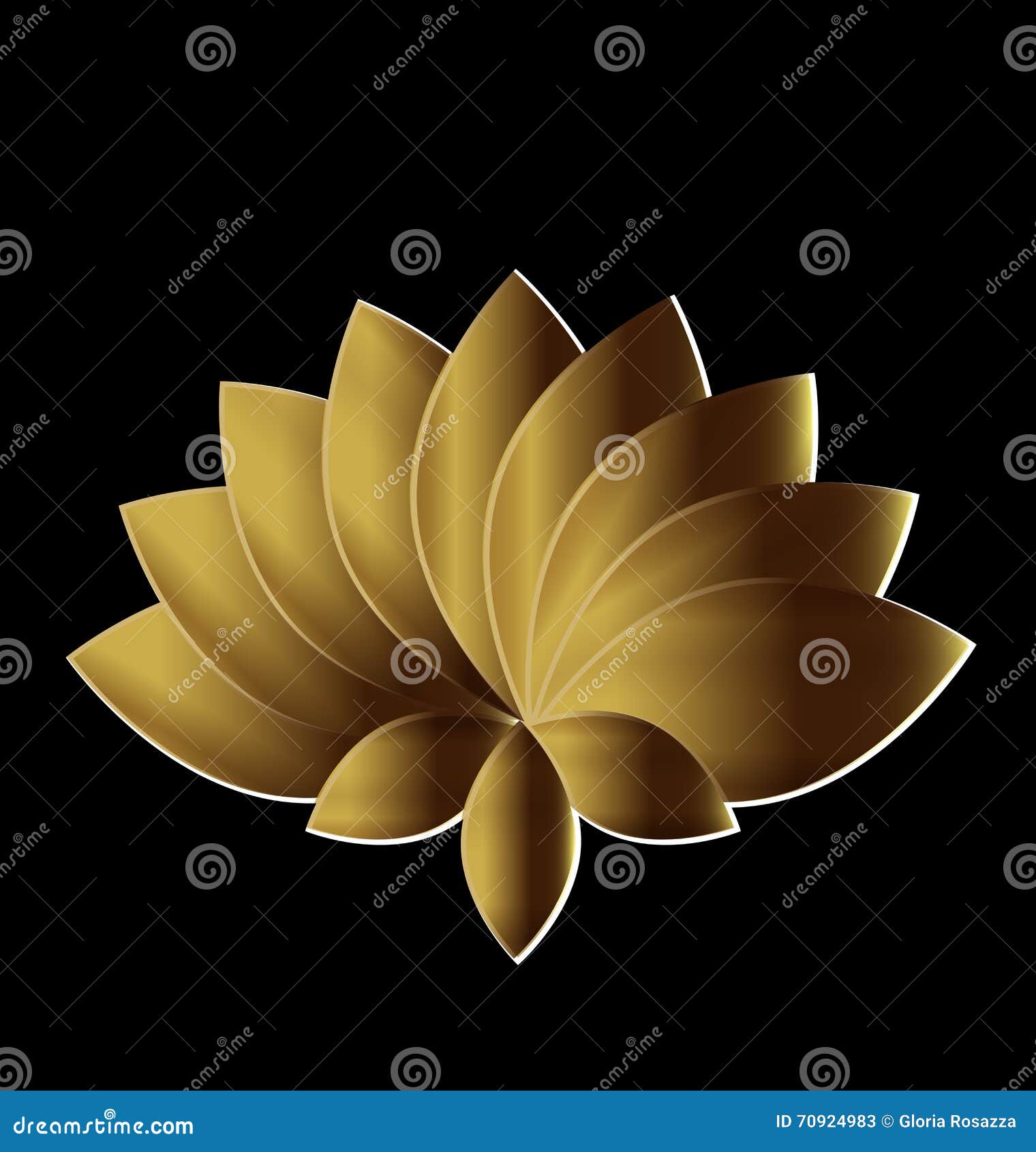 Lotus gold flower stock vector. Illustration of lotus - 70924983