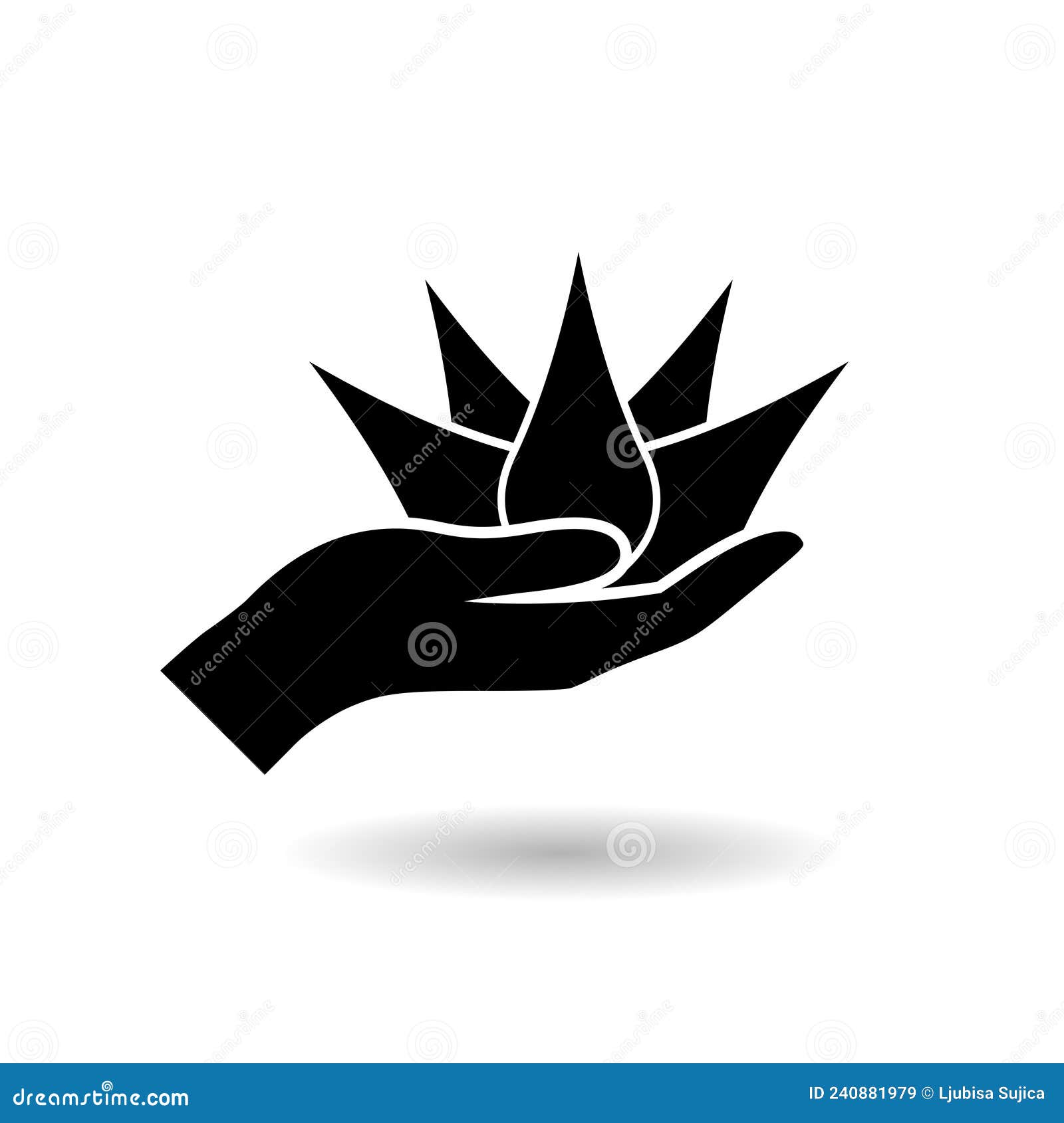 Lotus in Hand Logo Icon with Shadow Stock Illustration - Illustration ...