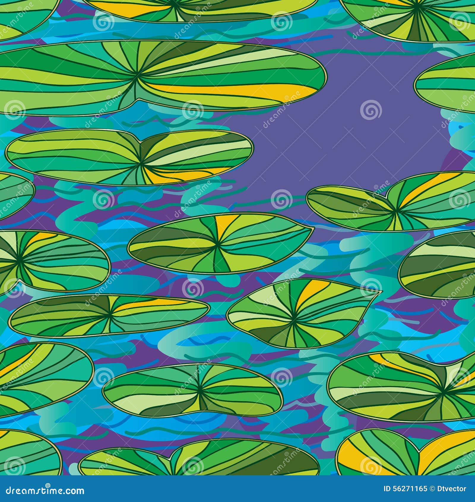 Lotus Leaves Water Seamless Pattern Stock Vector - Illustration of ...