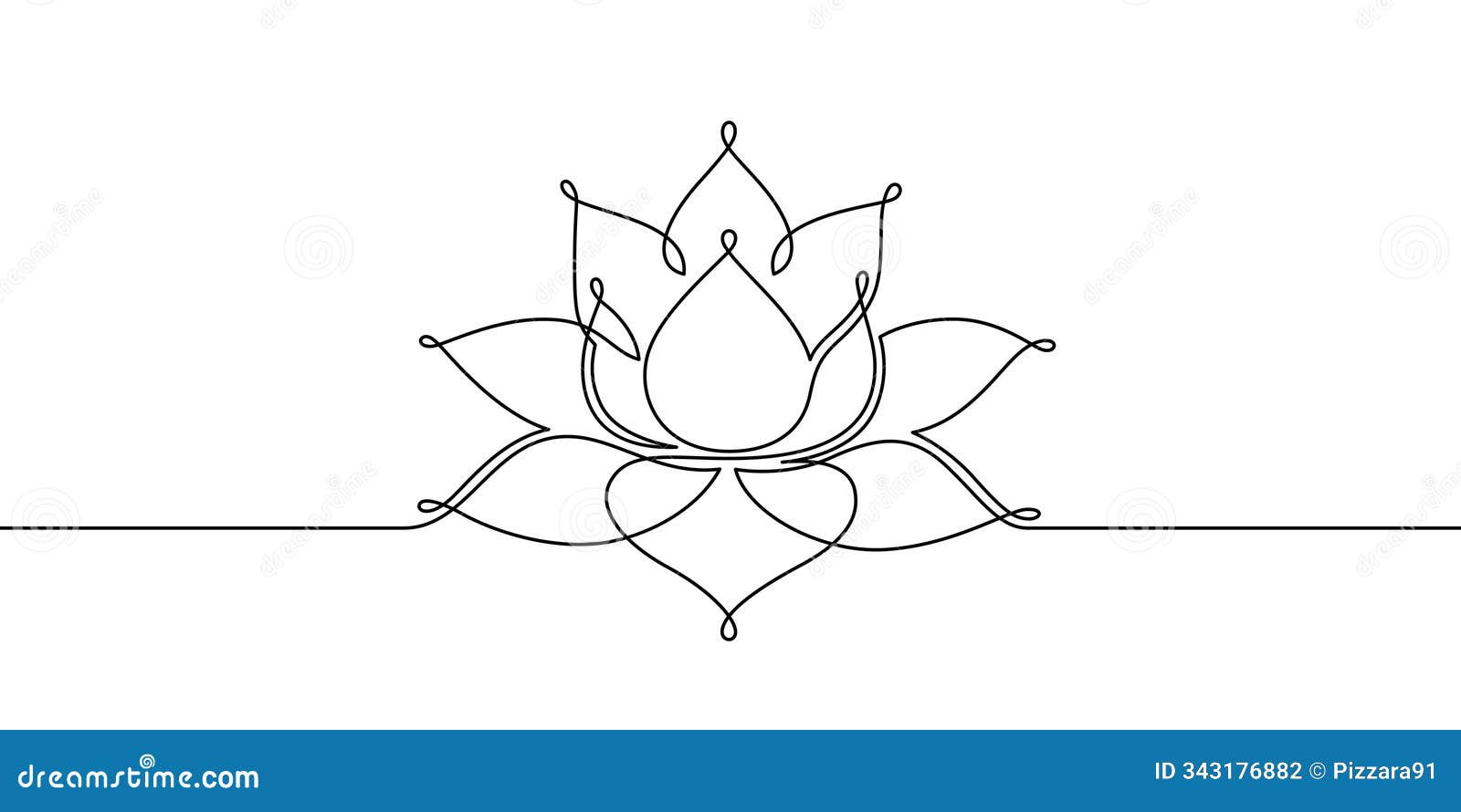 Lotus Line Art Continuous Line Drawing Illustration Minimalist Stock ...