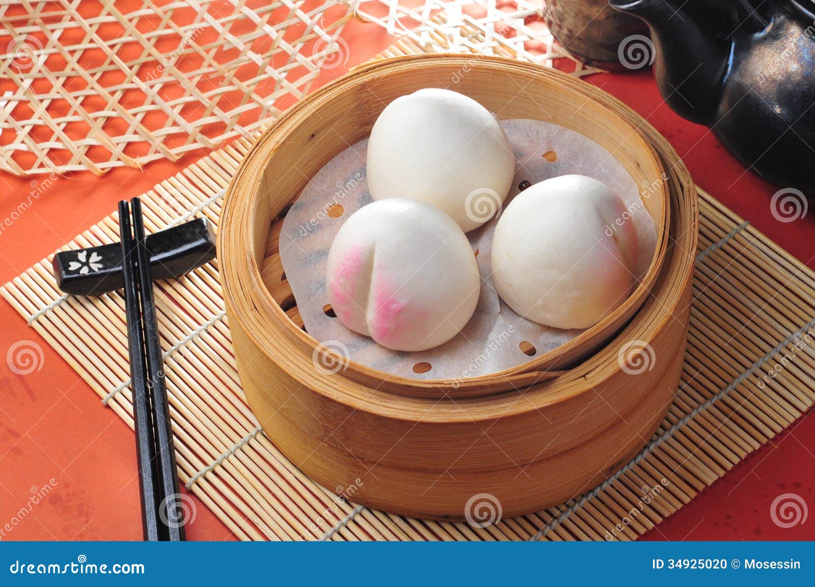 Lotus paste bun stock photo. Image of milk, traditional - 34925020