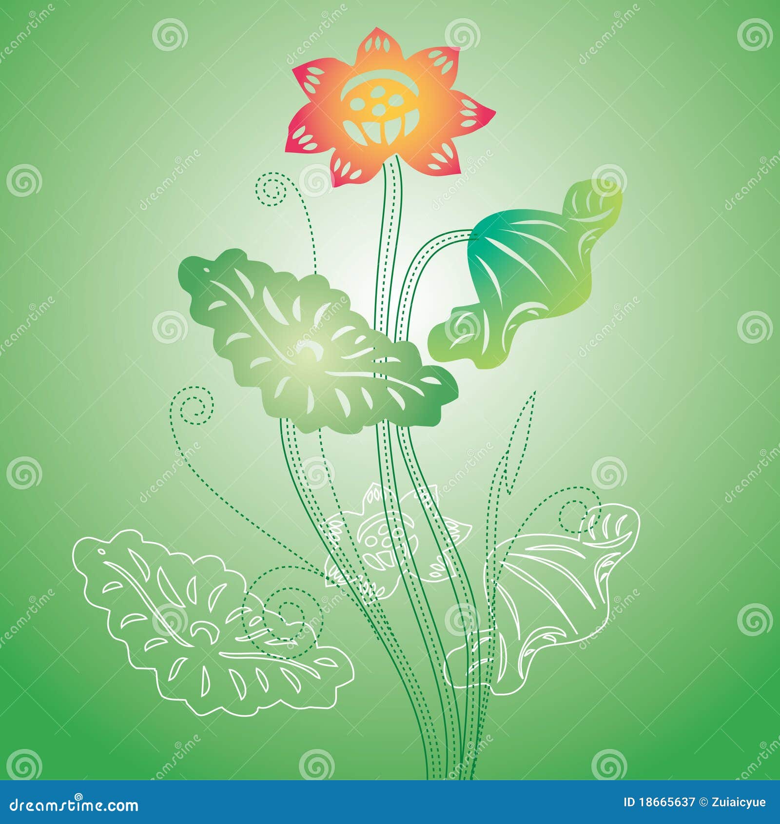 Lotus pattern stock vector. Illustration of green, season - 18665637