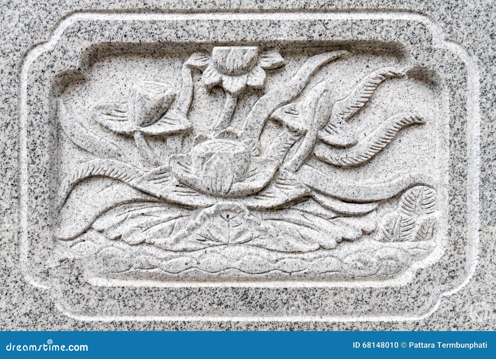 Lotus Pattern on Stone Wall Stock Photo - Image of background, asia ...