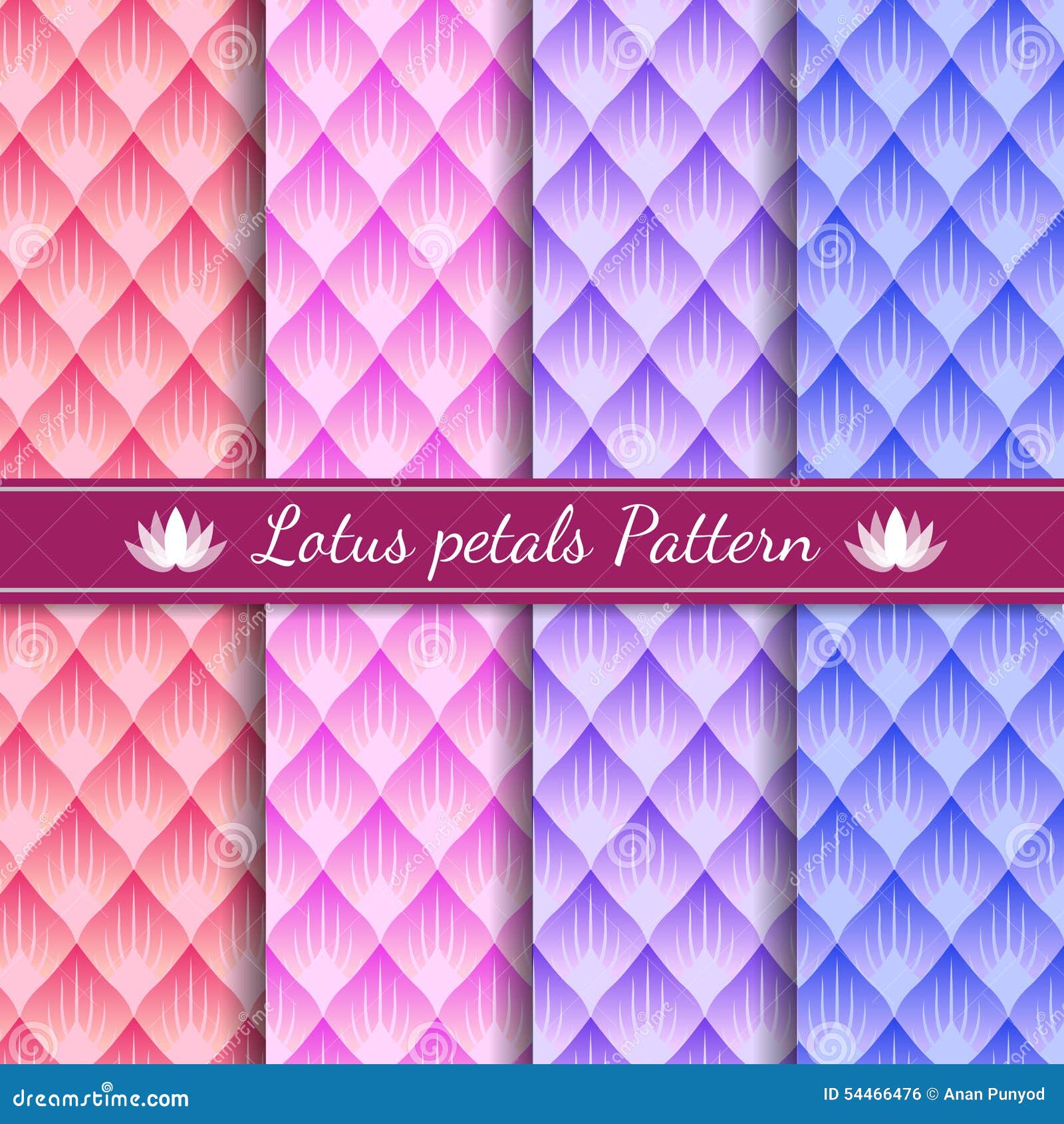Lotus Petals Abstract Pattern Background 4 Tone Color Stock Vector ...