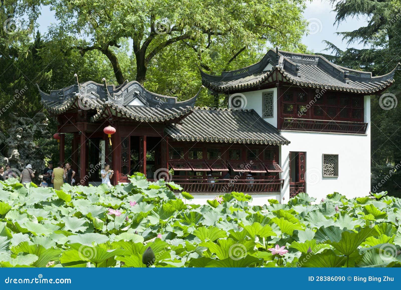 Lotus Pool with Chinese Traditional Buildings Editorial Image - Image ...