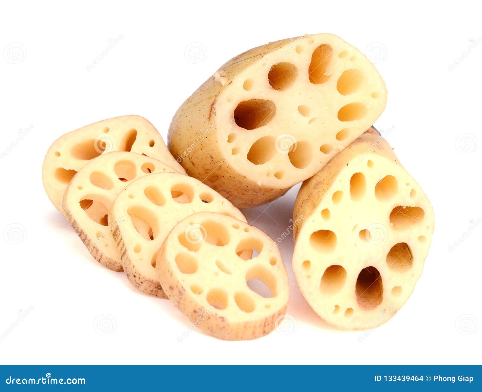 Sliced Lotus Root Isolated on the White Stock Photo - Image of ...