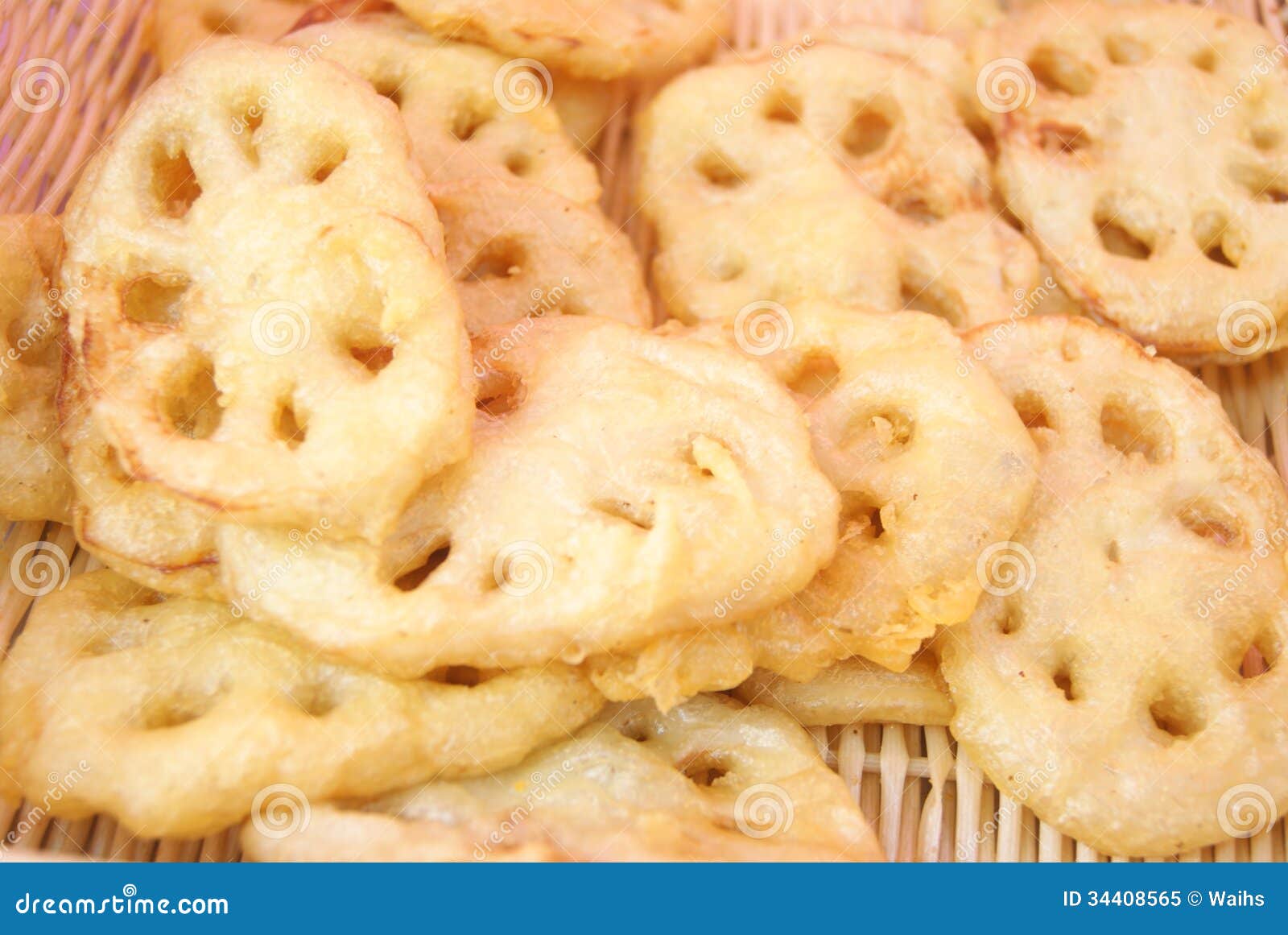 Lotus root slices fried stock image. Image of objects - 34408565