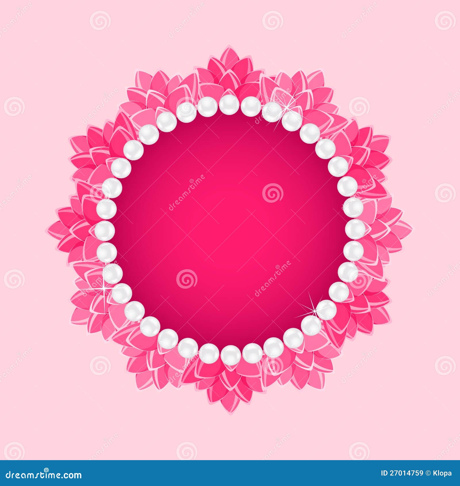 Lotus Round Frame with Pearl Necklace Stock Vector - Illustration of ...