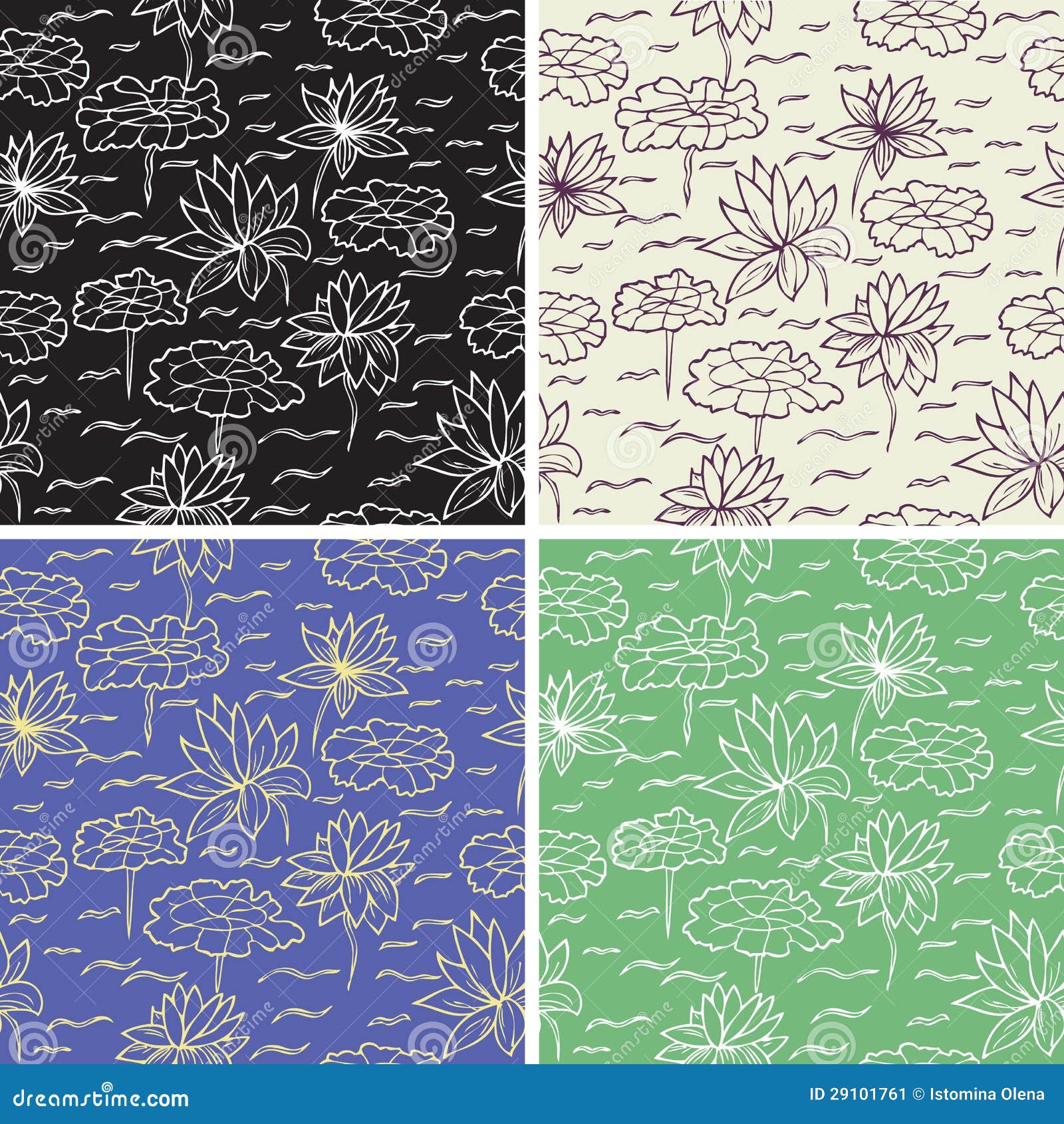 Lotus, seamless texture stock vector. Illustration of leaf - 29101761