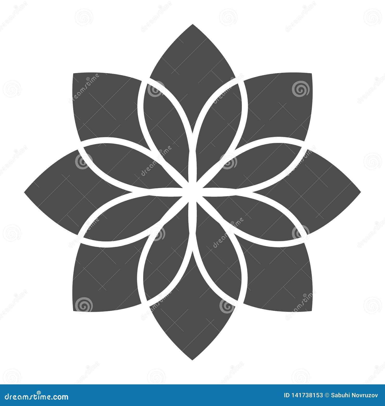 Lotus Solid Icon. Flower Vector Illustration Isolated on White. Floral ...