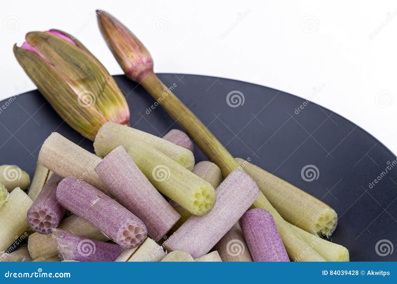 Lotus Stem for Cooking on Black Dish Stock Photo - Image of delicious ...