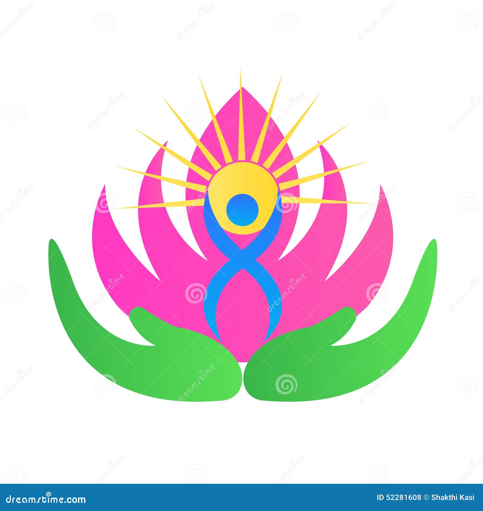 Lotus sun stock vector. Illustration of vector, flower - 52281608