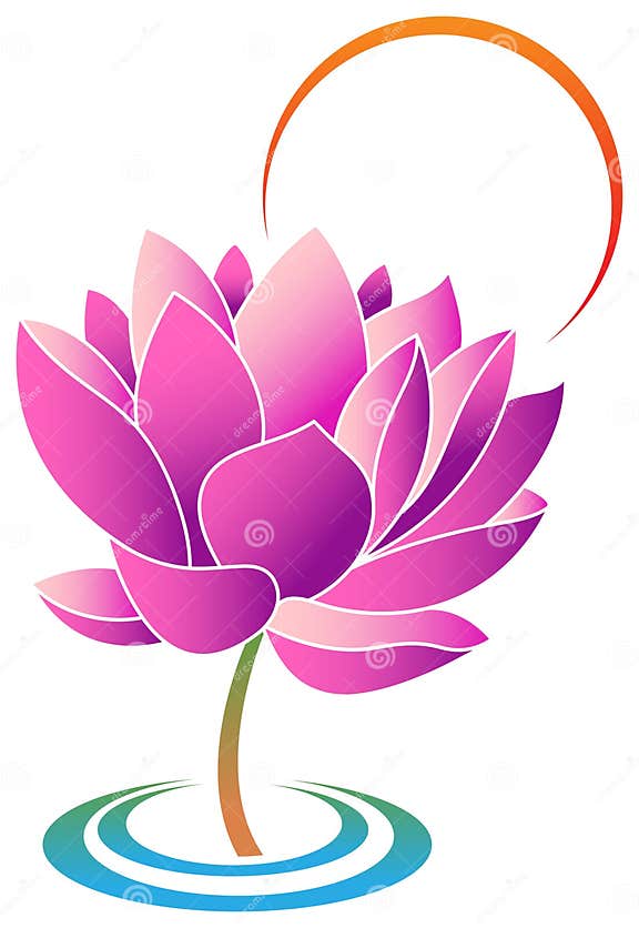 Lotus with sun stock vector. Illustration of drawing - 81380443