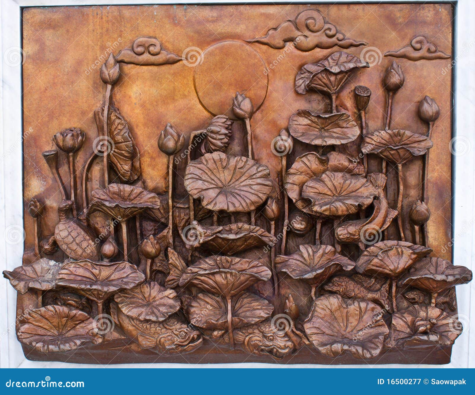 Lotus on wall stock image. Image of asian, frame, flower - 16500277