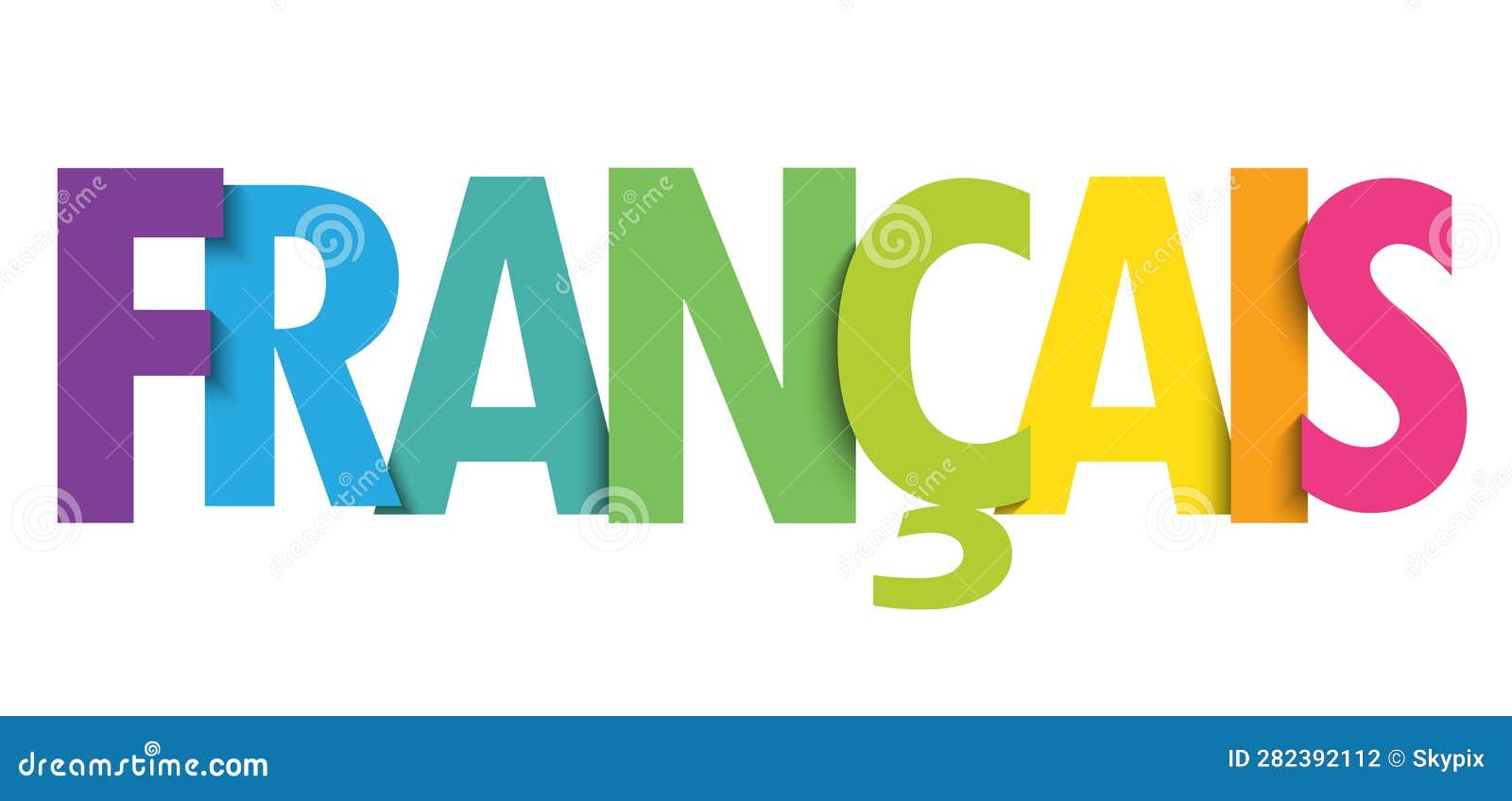 FRANCAIS (FRENCH in English) Colorful Typography Banner Stock Vector ...