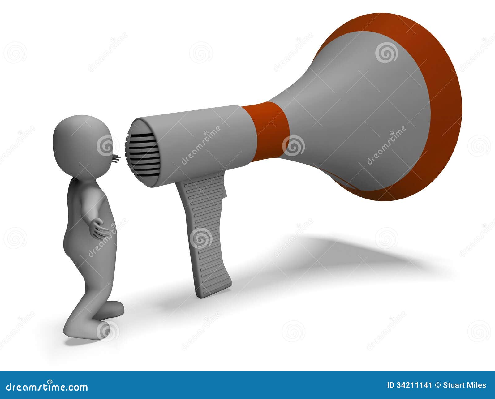 Loud Hailer Character Shows Proclamation Speech Stock Photography ...